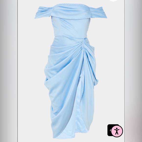 PrettyLittleThing | Dresses | Pretty Little Thing Blue Satin Draped ...
